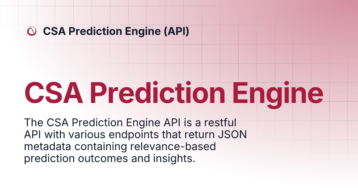 CSA Prediction Engine | CSA Prediction Engine (API)